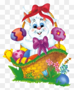 Bunny Sitting With An Easter Basket Clip Art - Easter Pictures Clip Art ...