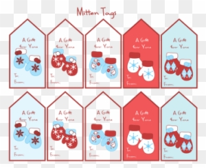 Mitten Gift Tags And Background - Printable Christmas Sticker Labels ...