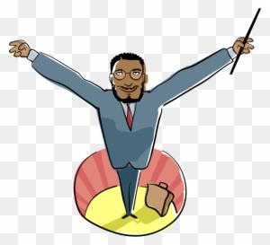 Vector Illustration Of Business Executive Maestro Conducting - Cartoon ...