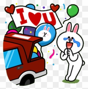 Cony Touched By Balloons Popping Out From The Boot - Brown And Cony In ...