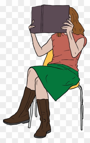 Teen Girl Reading Book Clip Art