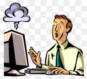 Vector Illustration Of Exacerbated Businessman's Computer - Cartoon ...