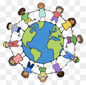 Happy Children Holding Hands Around The Globe Sticker - Peace Around ...