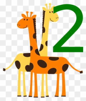 Two Giraffes Animals Clip Art - Number 2 With Animals - Free ...