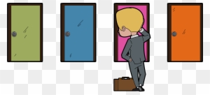 Career Change Cartoon With Multiple Doors - Cartoon With The Multiple ...