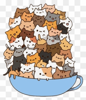 Cat Colors In Japanese - Kawaii Cats In A Cup - Free Transparent PNG ...
