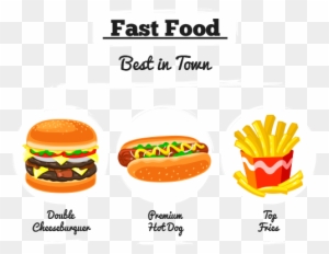 Fast Food Illustration, Burger, Hot Dog And French - Illustration ...