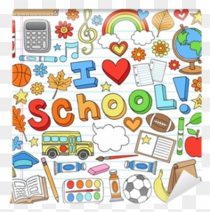 I Love School Back To School Supplies Doodle Vector - Teknoloji Tasarım ...
