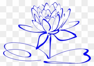 Lotus Outline Blue Clip Art - Drawing Black And White Flower Clip Art ...