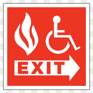 Fire Safety Exit Disabled Sign - Handicap Sign Black - Free Transparent ...