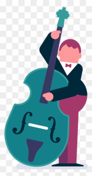 Orchestra Double Bass Player Cartoon Transparent Png - Orquesta Vector ...