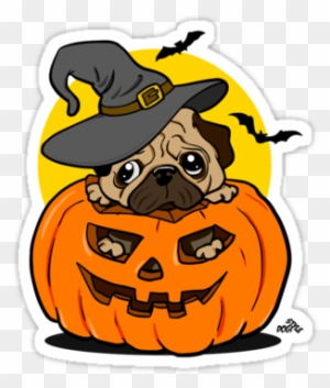 Halloween Pug Stickers > - Halloween Pug Dog T-shirt - Free Transparent ...