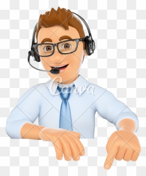 3d Call Center Worker Pointing Down - Cartoon Pointing Down - Free ...