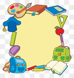Student School Picture Frame Clip Art - School Supplies Background ...