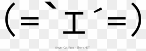 Angry Cat Face Inverted - Cat Ascii One Line - Free Transparent PNG ...