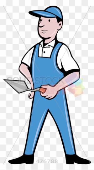 Stock Illustration Of Cartoon Rendition Of Bricklayer - Bricklayer ...