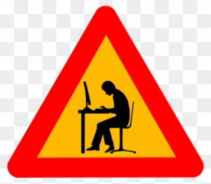Vector Image Of Man At Computer Warning Road Sign - Symmetry Rotation ...