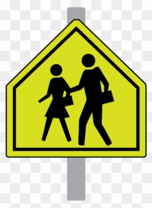 Photo Of A Yellow School Crossing Sign Mounted On A - School Zone Sign ...
