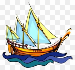 Vector Illustration Of Clipper Sailing Ship Traditionally-rigged ...