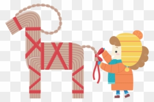 Kid Girl Decorate Yule Goat Illustration - Christmas Day - Free ...