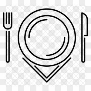 Plate And Cutlery Outline Free Icon - Plate Icon Png White - Free ...