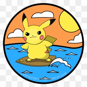 Surfing Pikachu By Midnytesketch - Pikachu - Free Transparent PNG ...