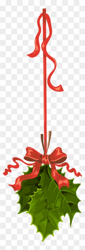 Christmas Mistletoe With Red Bow Free Clip Art - Mistletoe Clipart ...