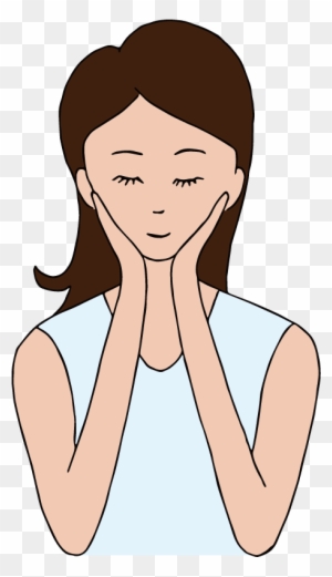 A Woman Touching Her Face By Hand - Illustration - Free Transparent PNG ...