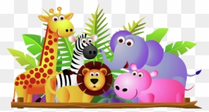 Giraffe Lion Zebra And Elephant Jungle Cartoon Picture - Wild Animals ...