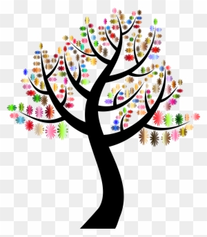 Simple Flowers Tree - Tree With Colorful Leaves - Free Transparent PNG ...