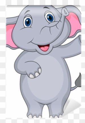 Cute Elephant Cartoon Waving Hand Wall Mural • Pixers® - Elephant ...