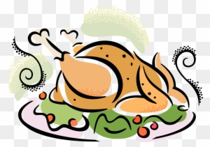 Vector Illustration Of Roast Turkey Poultry Dinner - Platter Of Turkey ...