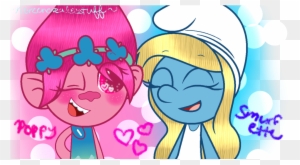 Poppy And Smurfette By Noreencreatesstuff - Dreamworks Trolls Vs Smurfs ...