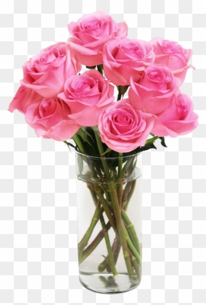 Send Bouquet Of Long Stemmed Pink Roses Delivery In - Transparent Vase ...