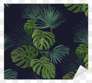 Seamless Hand Drawn Tropical Pattern With Palm Leaves, - Tropics - Free ...