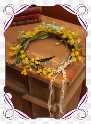 Silk Australian Native Wattle And Berry Flower Crown, - Australian ...