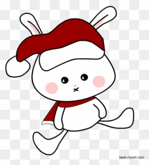 Cute Bunny Wearing Santa's Hat Free Clip Art - Rabbit - Free ...