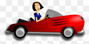 Brunette Female Driver - Woman Driving Car Cartoon - Free Transparent ...
