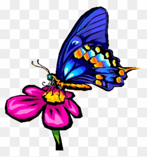 Pollination Clipart Butterfly - Butterfly On A Flower Art - Free ...