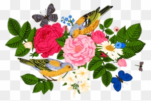 Spring Birds - Victorian Style Flowers - Free Transparent PNG Clipart ...