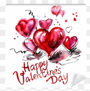 Watercolor Hand Painted Background With Hearts - Valentine's Day - Free ...