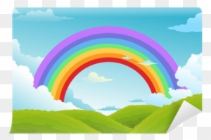 Rainbow And Clouds In The Sky Background Vector Wall - Sky - Free ...
