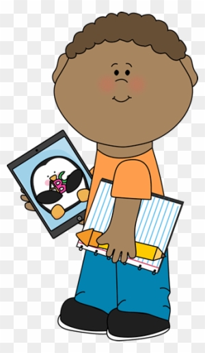 Technology Kids Clip Art - Boy With Books Clipart - Free Transparent ...