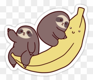 Sloths And Giant Banana" Stickers By Saradaboru - Sloth On A Banana ...