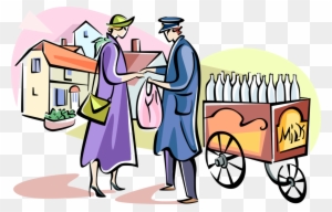 Vector Illustration Of English Dairy Milkman With Milk - Milk Man Clip ...
