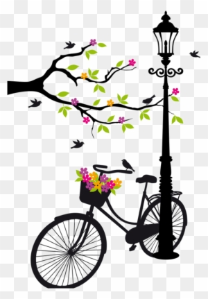 Bicycle With Flower Vector - Free Transparent PNG Clipart Images Download