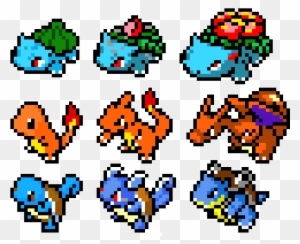 Kanto Region Starter Pokemon - Kanto Starters Pixel Art - Full Size PNG ...
