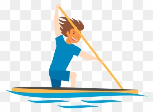 Vector Illustration Of Rower Rowing Wooden Rowboat - Vector ...