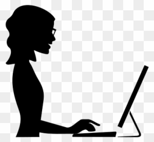 Cartoon Woman Computer File - Office Lady Sitting On Desk Illustration ...
