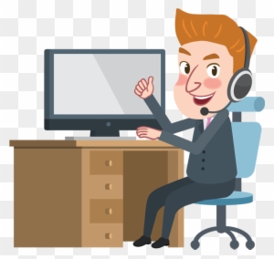 Animated Person On Computer